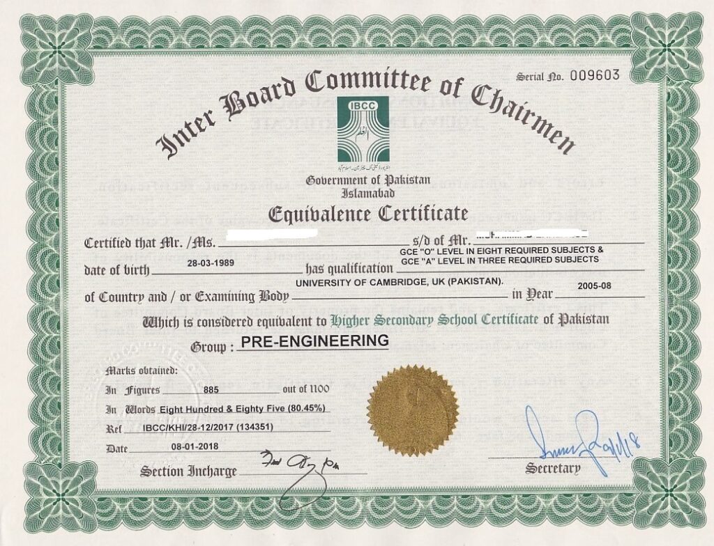 #1 Best A Level Equivalence Certificate Issuance In Pakistan