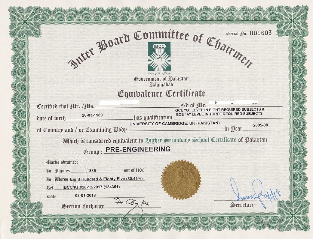 A Level Equivalence Certificate